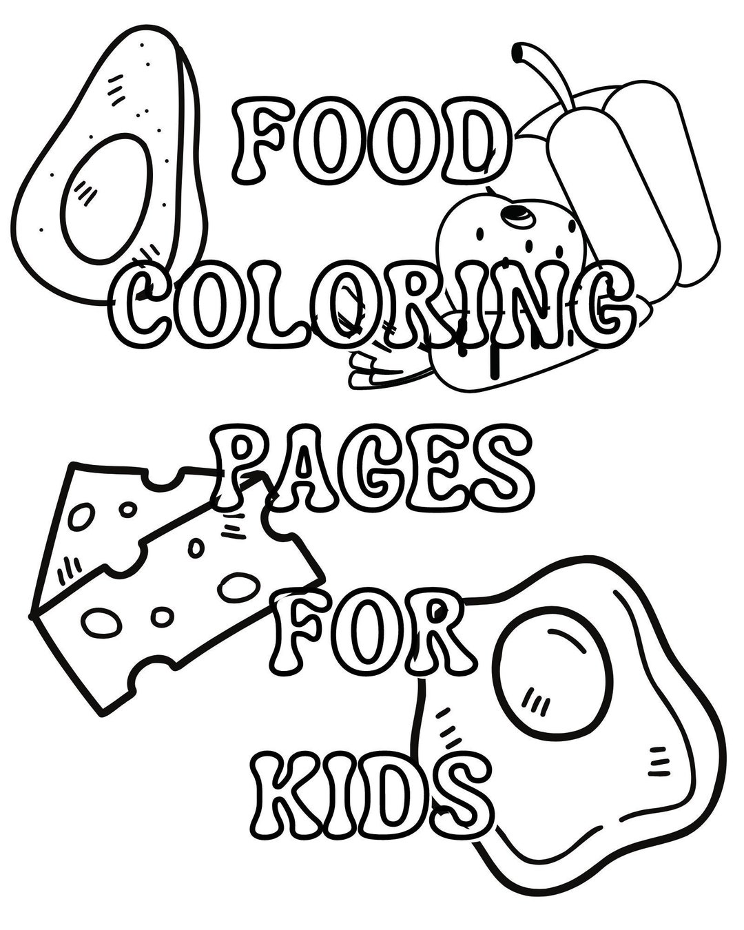 Food Coloring Pages for Kids Set of 6 - Etsy