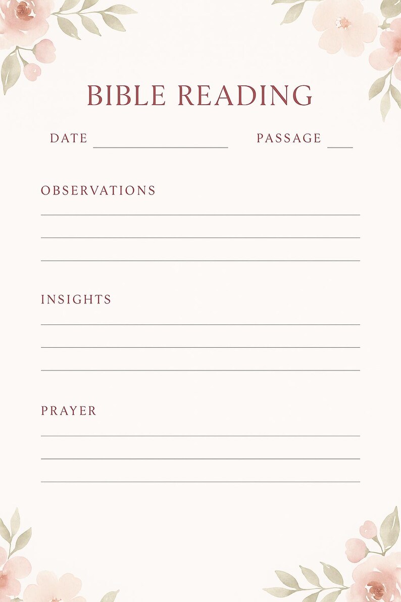 Floral Bible Study Printable Bundle | Feminine Faith Planner | Daily ...