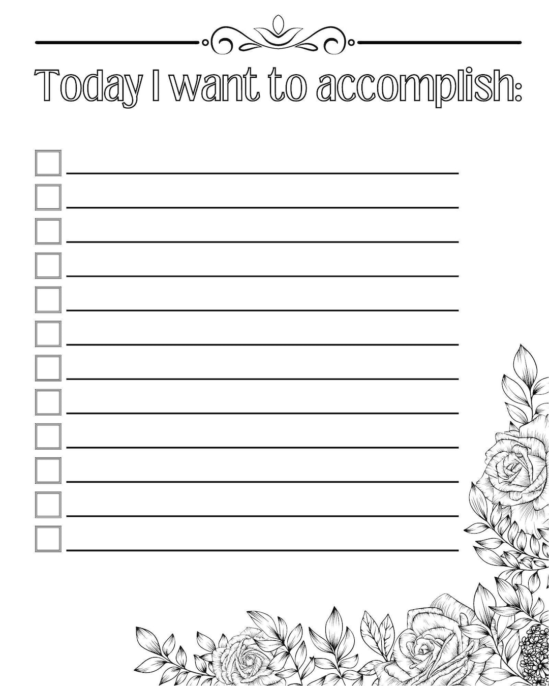 Today I Want to Accomplish Checklist and Coloring Page Printable - Etsy