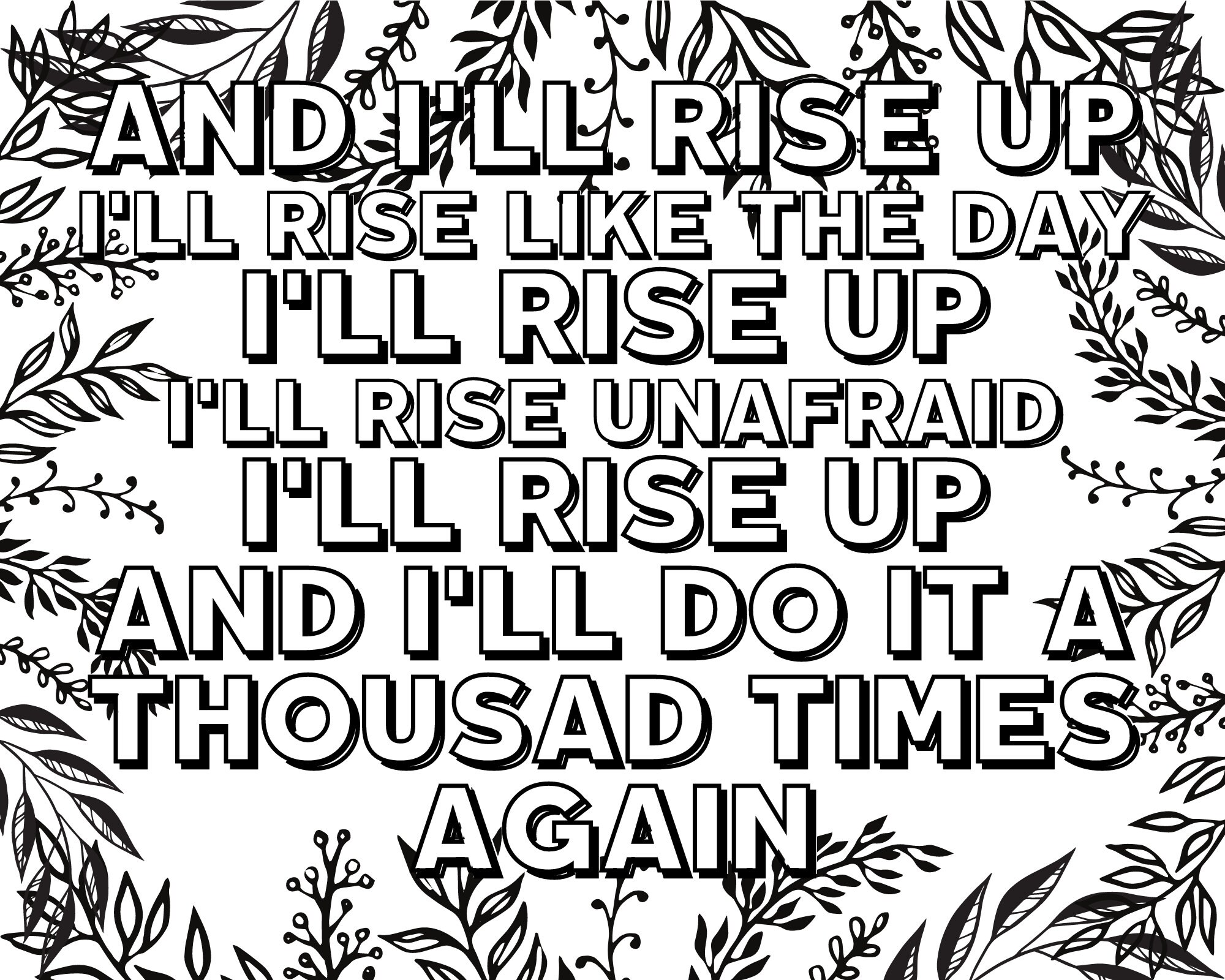 I’ll Rise up Inspirational Printable Coloring Page | Motivational Wall ...
