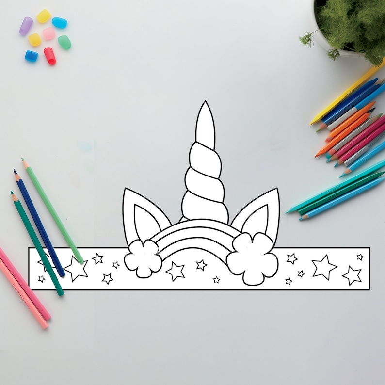 Unicorn Birthday Hat Printable Crown, Paper Hat Craft, Preschool Crafts ...