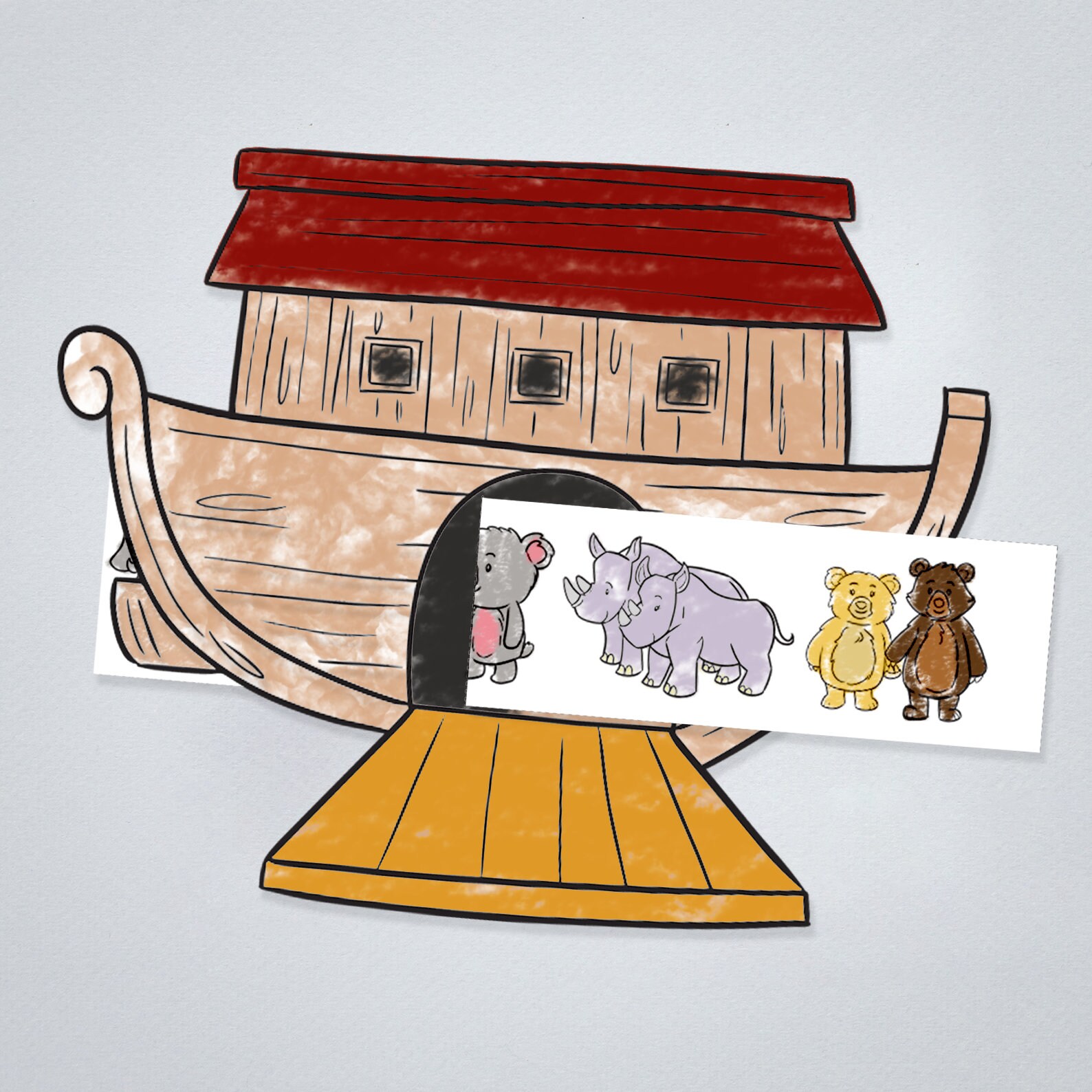 Noah's Ark Printable Craft, Printable Noah's Ark Coloring, Animals Two ...