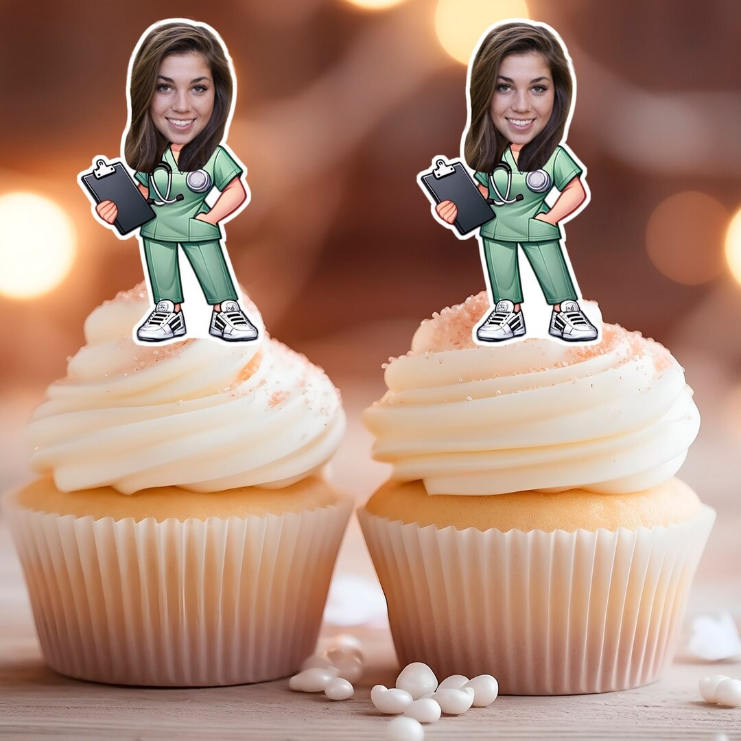 Nurse Cupcake Toppers, Personalized Nurse Photo Topper, Doctor Cupcake ...