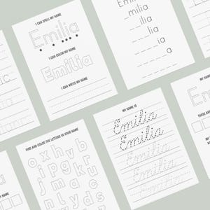 6 Printable Name Practice Sheets, Custom Name Tracing, Cursive Tracing Learning, Kids Cursive ...