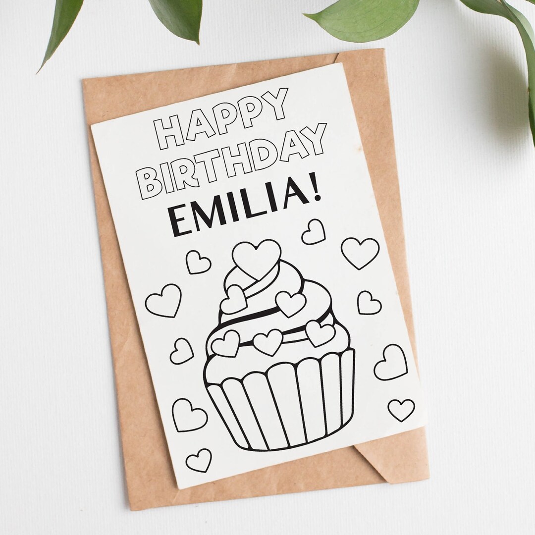 Card Coloring Page Printable, Personalized Card, Coloring Sheet for ...