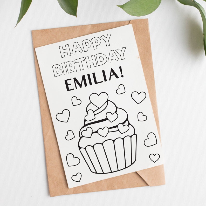 Card Coloring Page Printable, Personalized Card, Coloring Sheet for ...