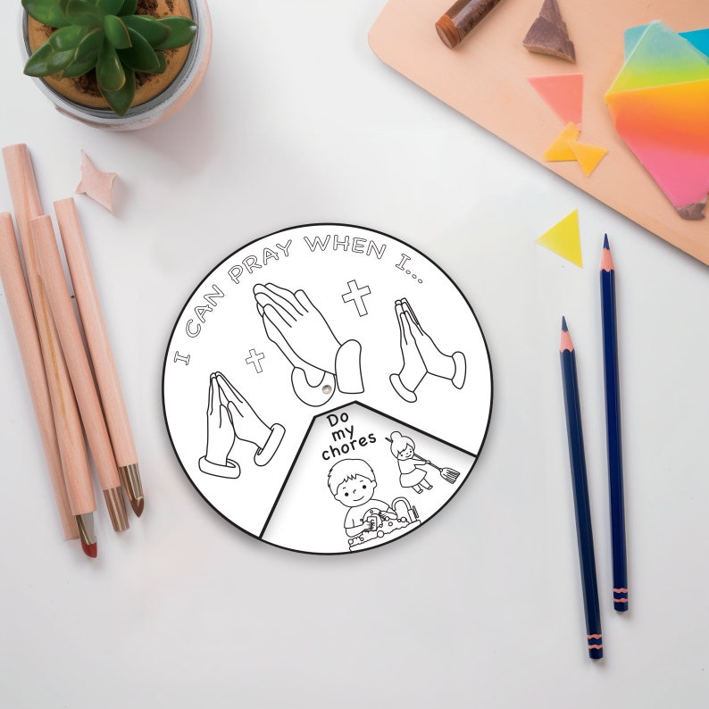 I Can Pray Coloring Wheel, Printable Religious Activity, Bible Lesson ...