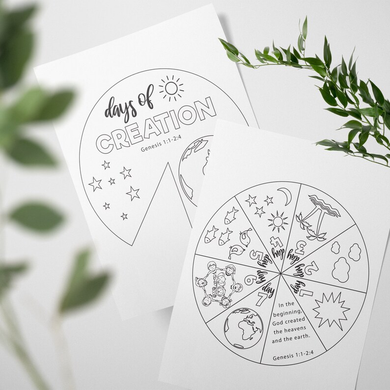Days of Creation Coloring Wheel, Printable Biblical Activity, Bible ...