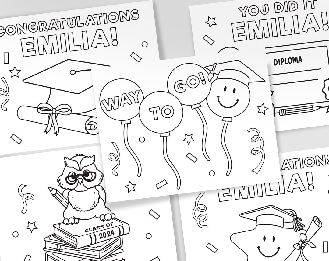 Personalized Graduation Coloring Pages, Kids Graduation Coloring Pages ...