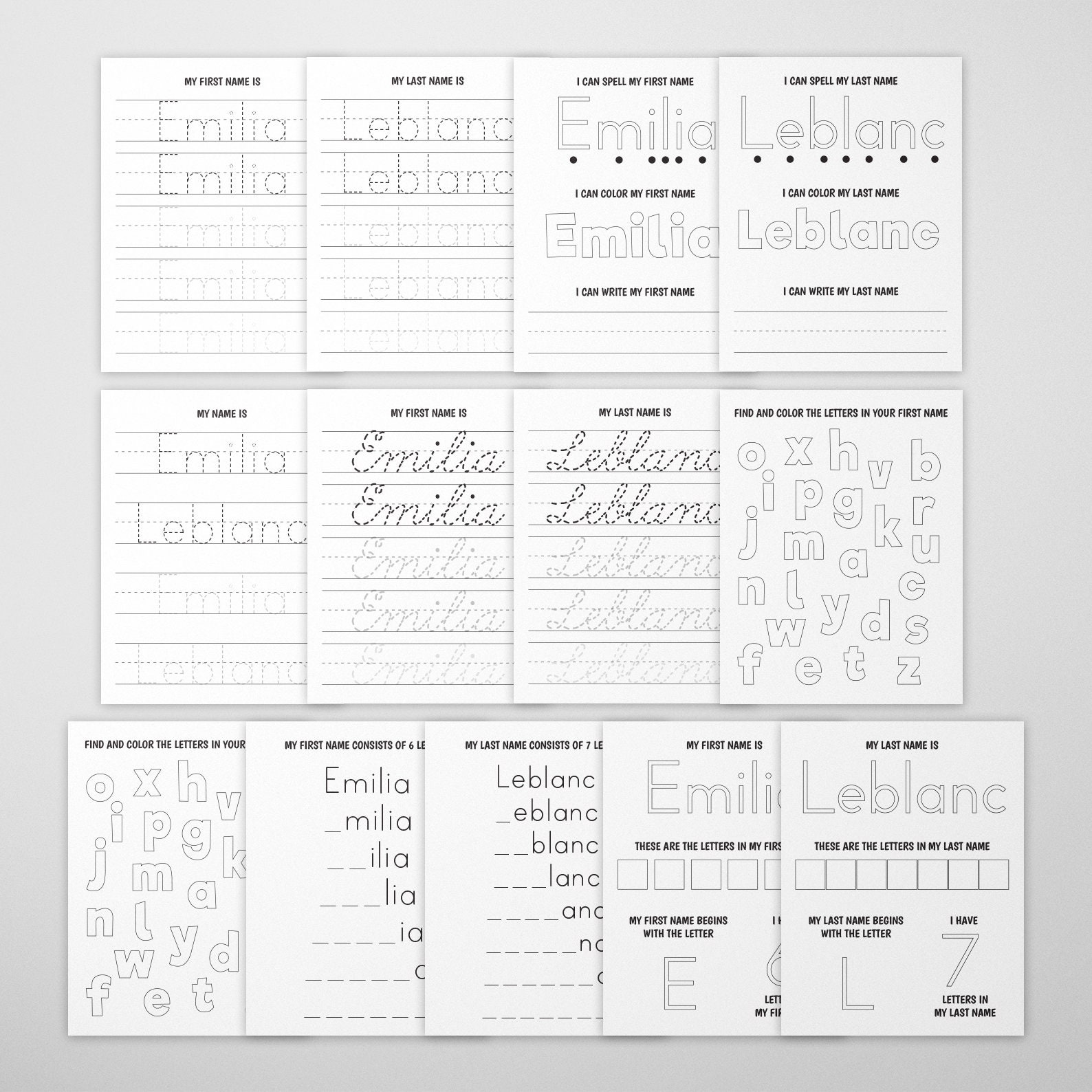 13 Printable Name Practice Sheets, Custom Name Tracing, Cursive Tracing ...