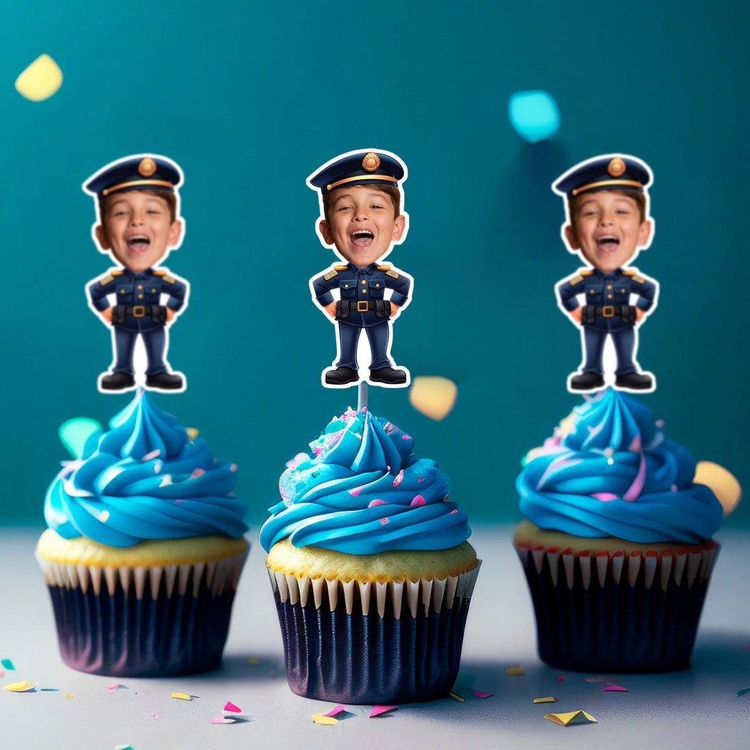 Police Cupcake Toppers, Personalized Police Photo Topper, Police ...