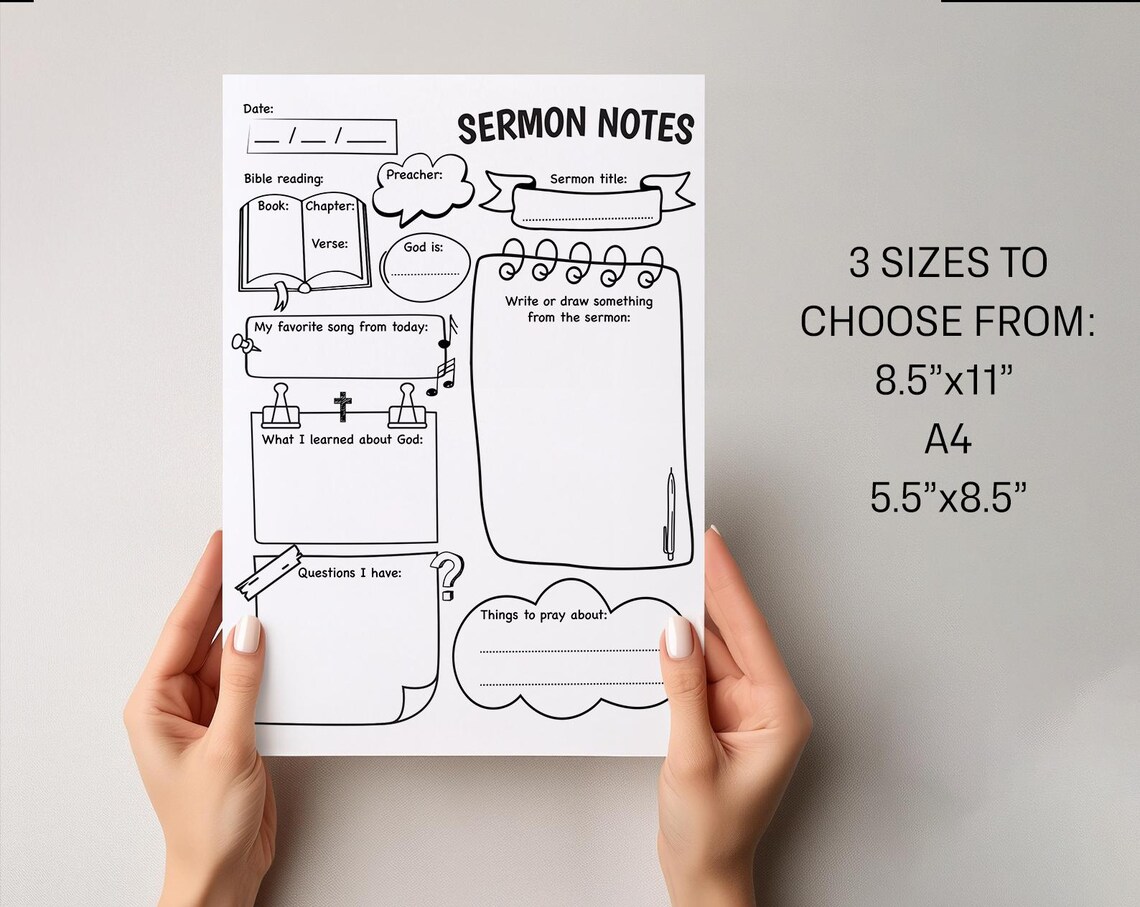 Sermon Notes Printable for Kids, Childrens Church Sunday School ...