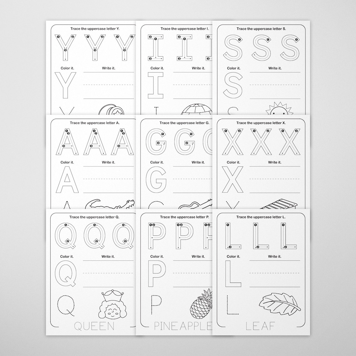 26 Printable Uppercase Alphabet Worksheets, Tracing and Coloring ...