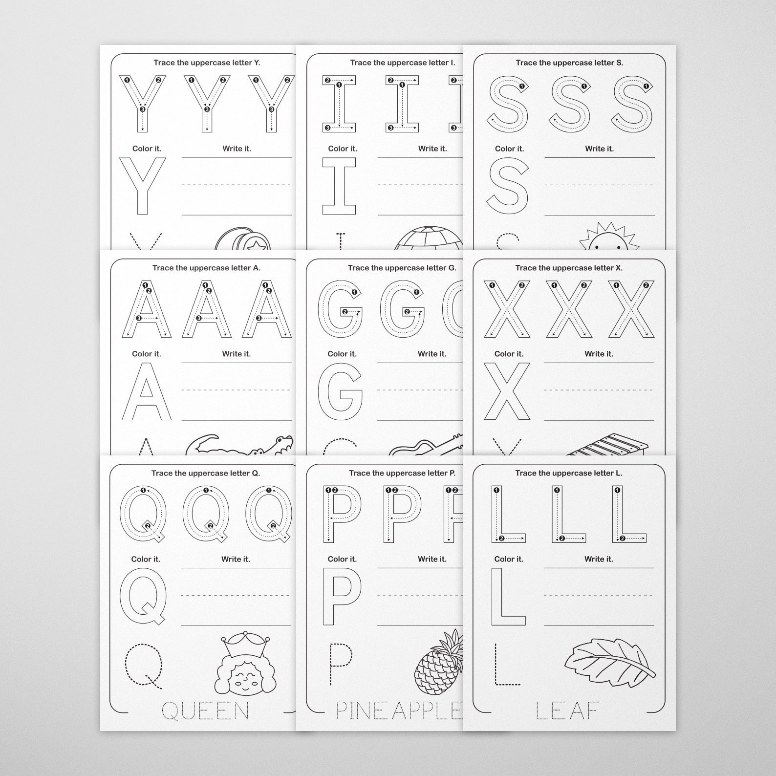 26 Printable Uppercase Alphabet Worksheets, Tracing and Coloring ...