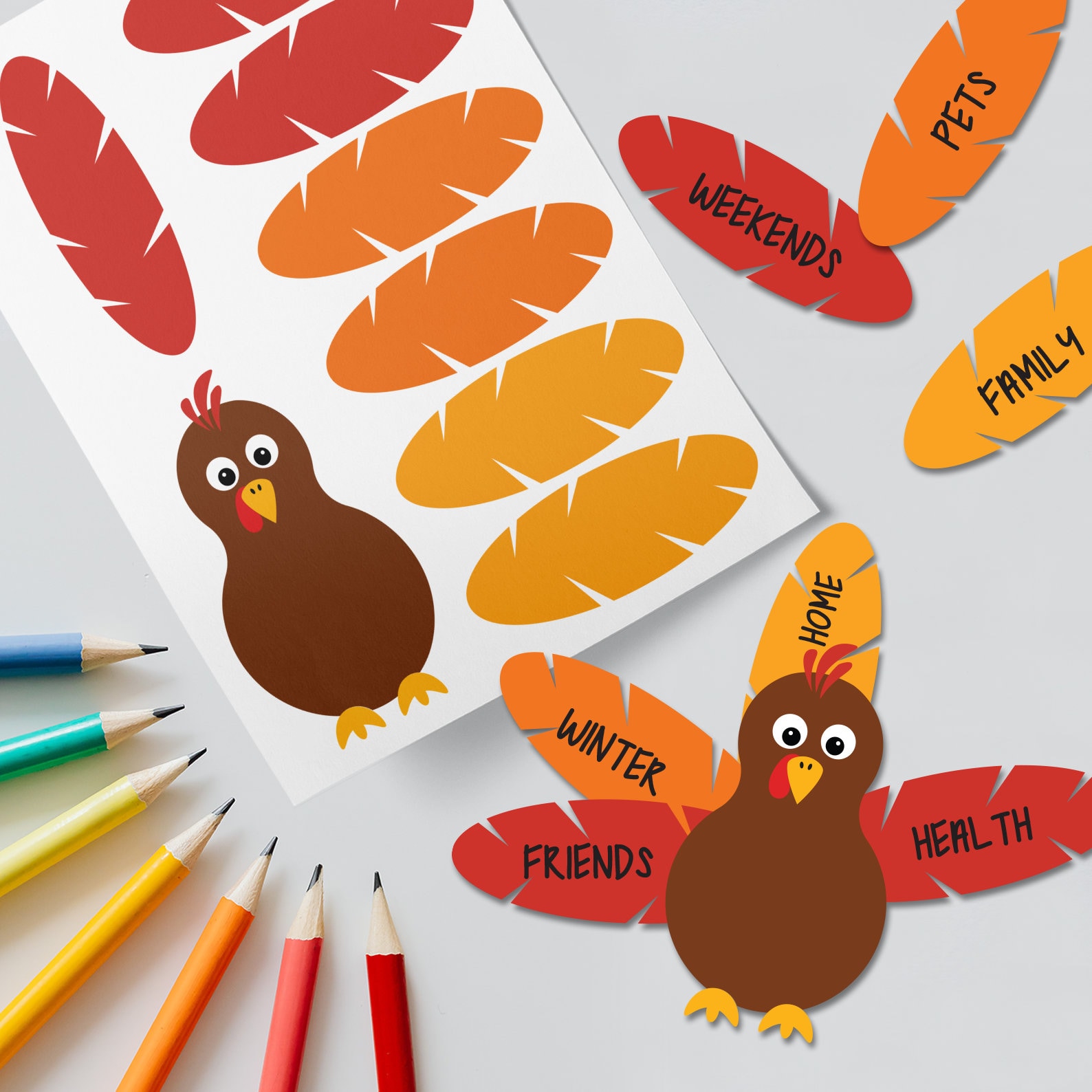 Build A Turkey Craft, Kids Thanksgiving Craft, Kids Coloring Turkey ...