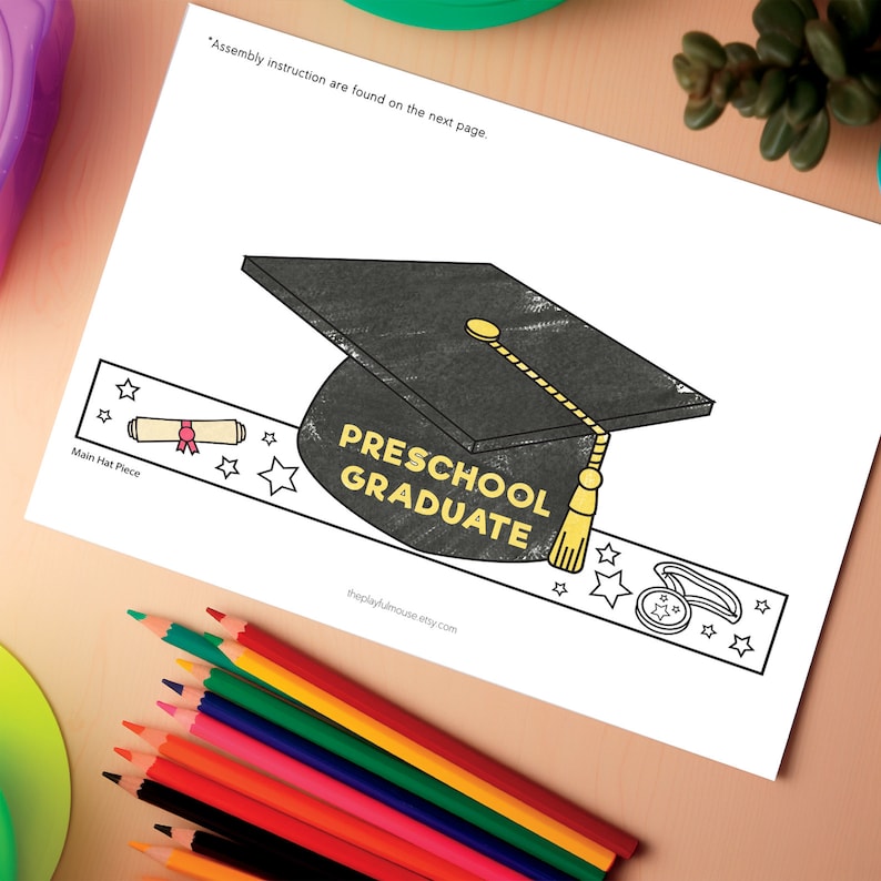 Preschool Graduate Hat Printable Crown, Paper Hat Craft, Preschool ...