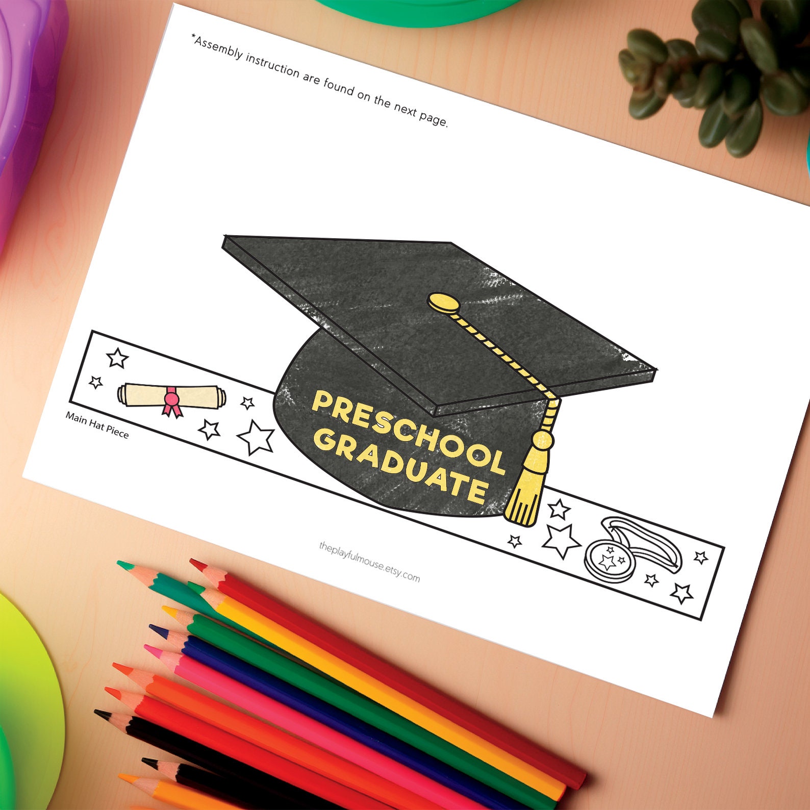 Preschool Graduate Hat Printable Crown, Paper Hat Craft, Preschool ...
