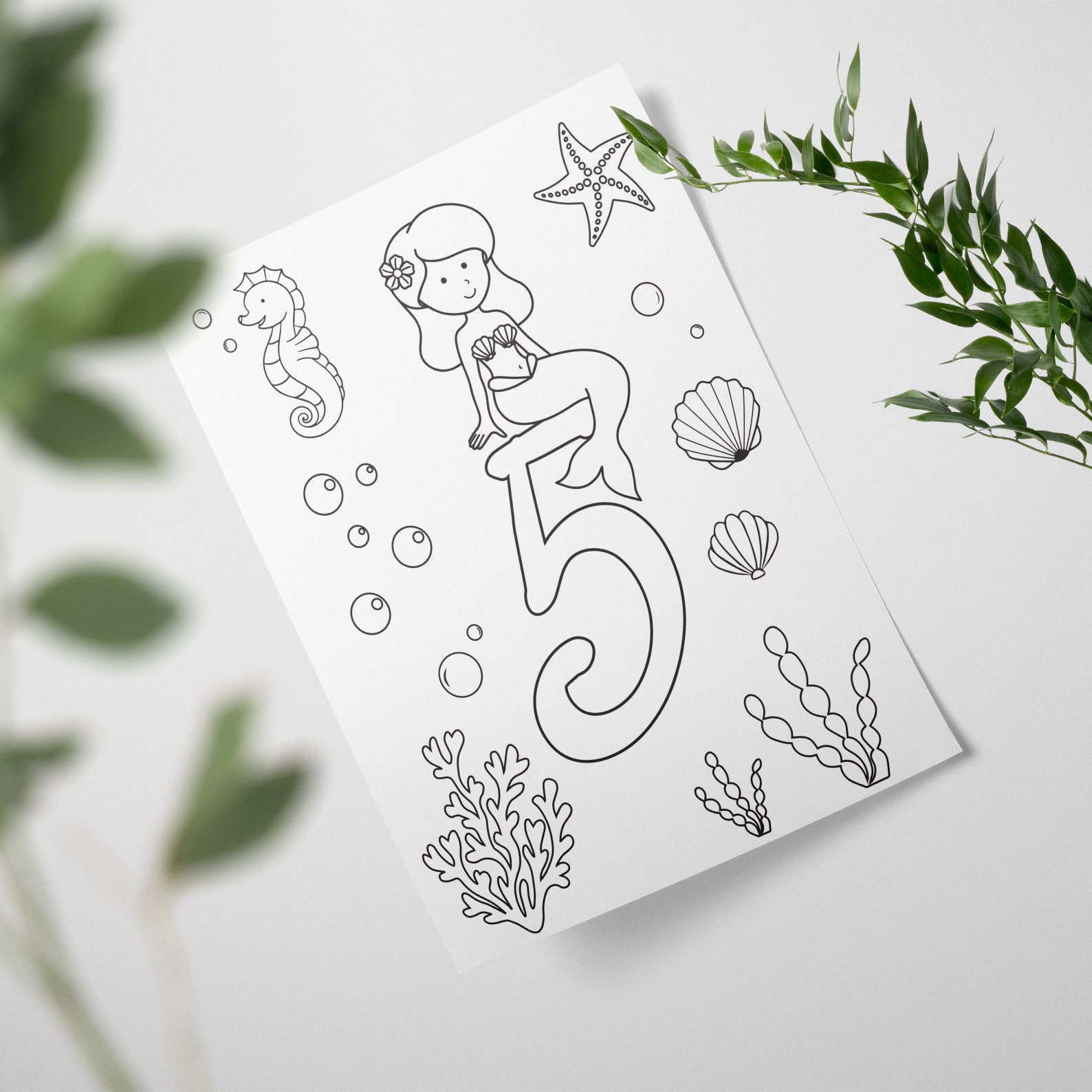 Mermaid Birthday Coloring Pages Underwater Birthday Coloring - Etsy ...