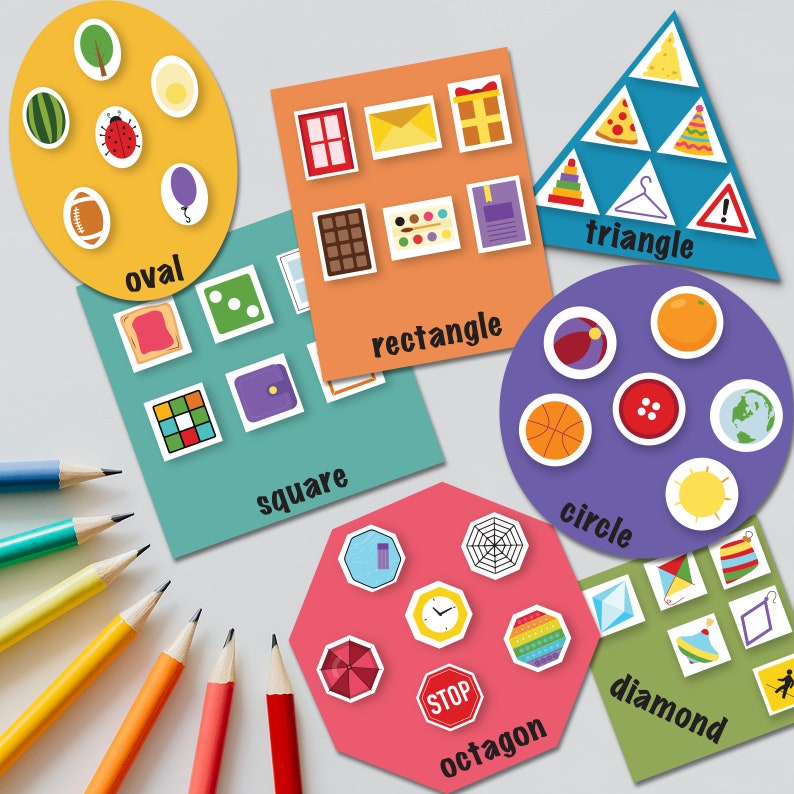 7 Printable Shape Matching Shapes Matching Activity Shapes - Etsy