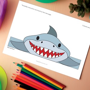 Shark Paper Printable Crown, Shark Hat Craft, Shark Printable Crafts ...