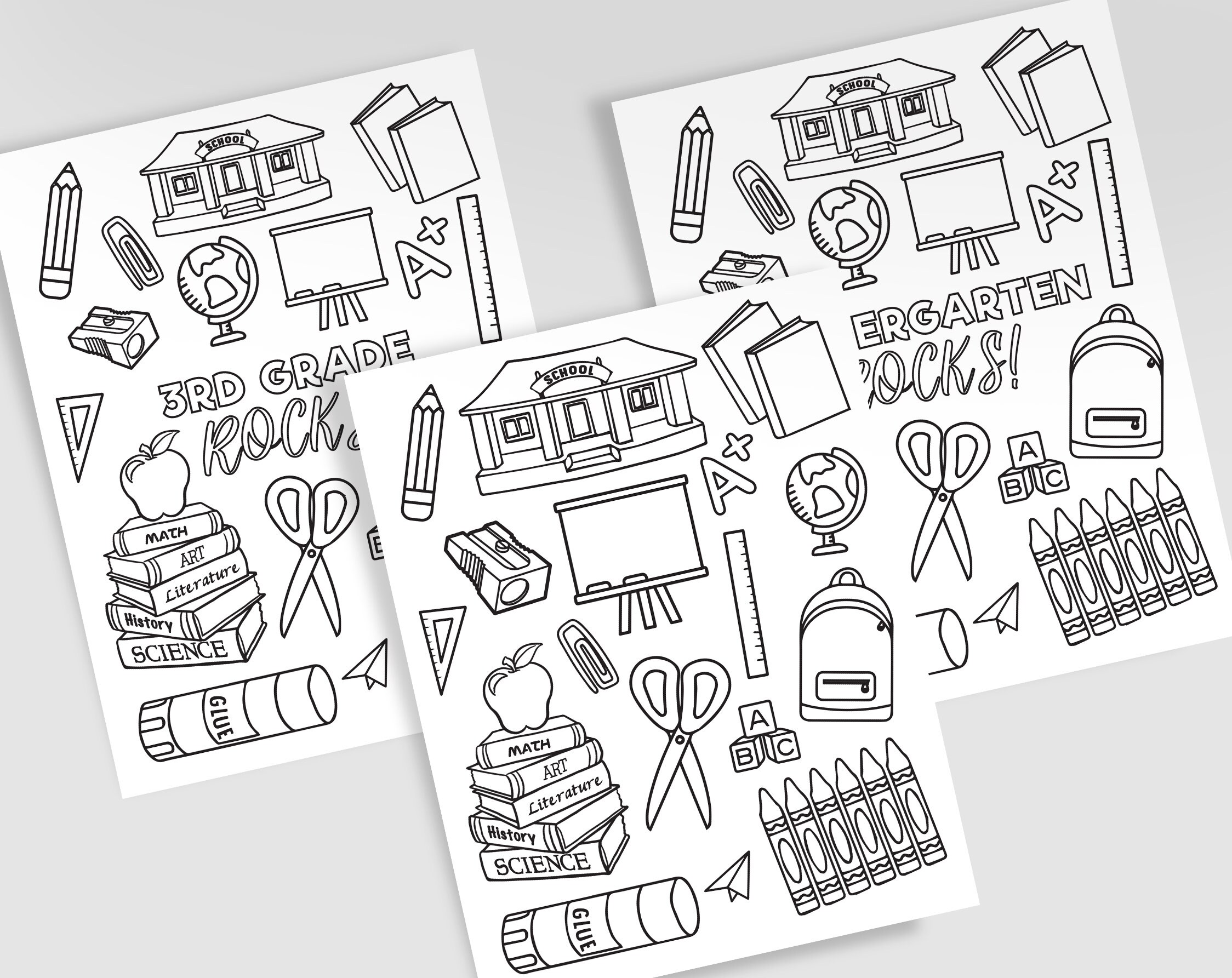 Back to School Coloring Pages for Grades, Printable Homeschool Coloring ...