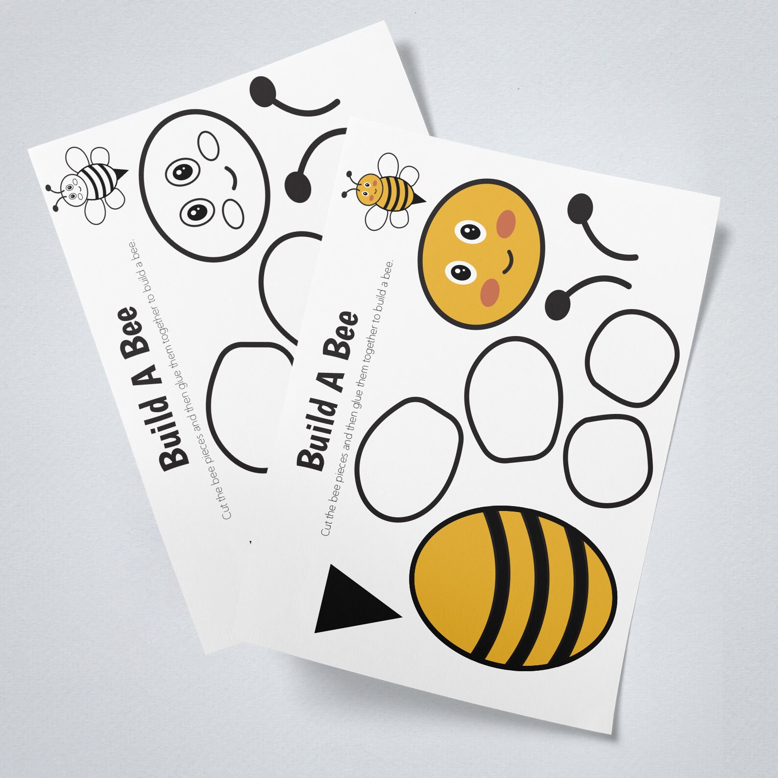 Build A Bee Printable Craft, Kids Craft Activities, Kids Coloring Bee ...