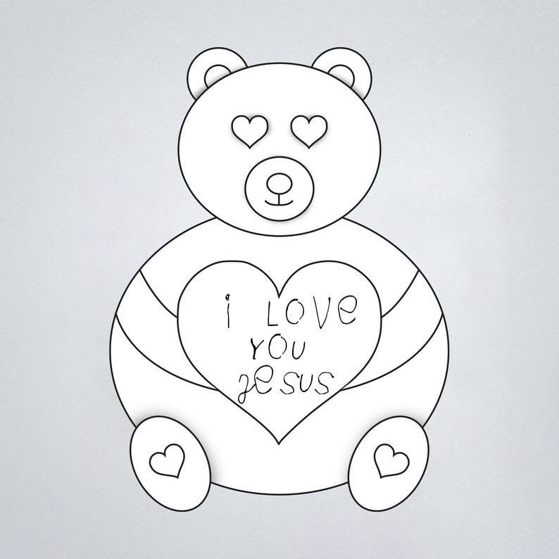 Bear Valentine Bible Craft, Printable Biblical Activity, Jesus Love Me ...
