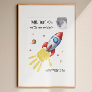 Father's Day Rocket Handprint Craft, Gift for Dad From Kids, I Love You ...