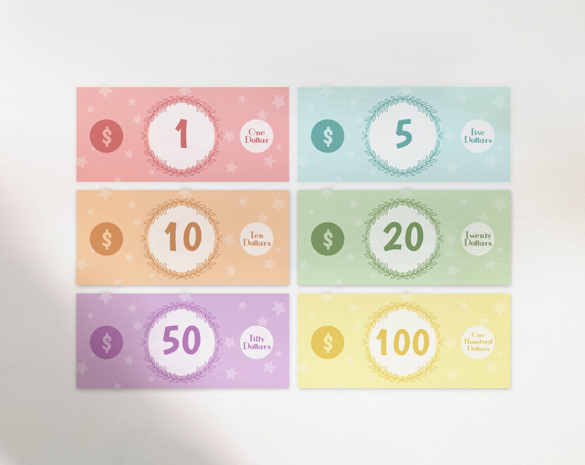 Printable Kids Play Money, Play Money, Reward System Bucks, Pretend ...