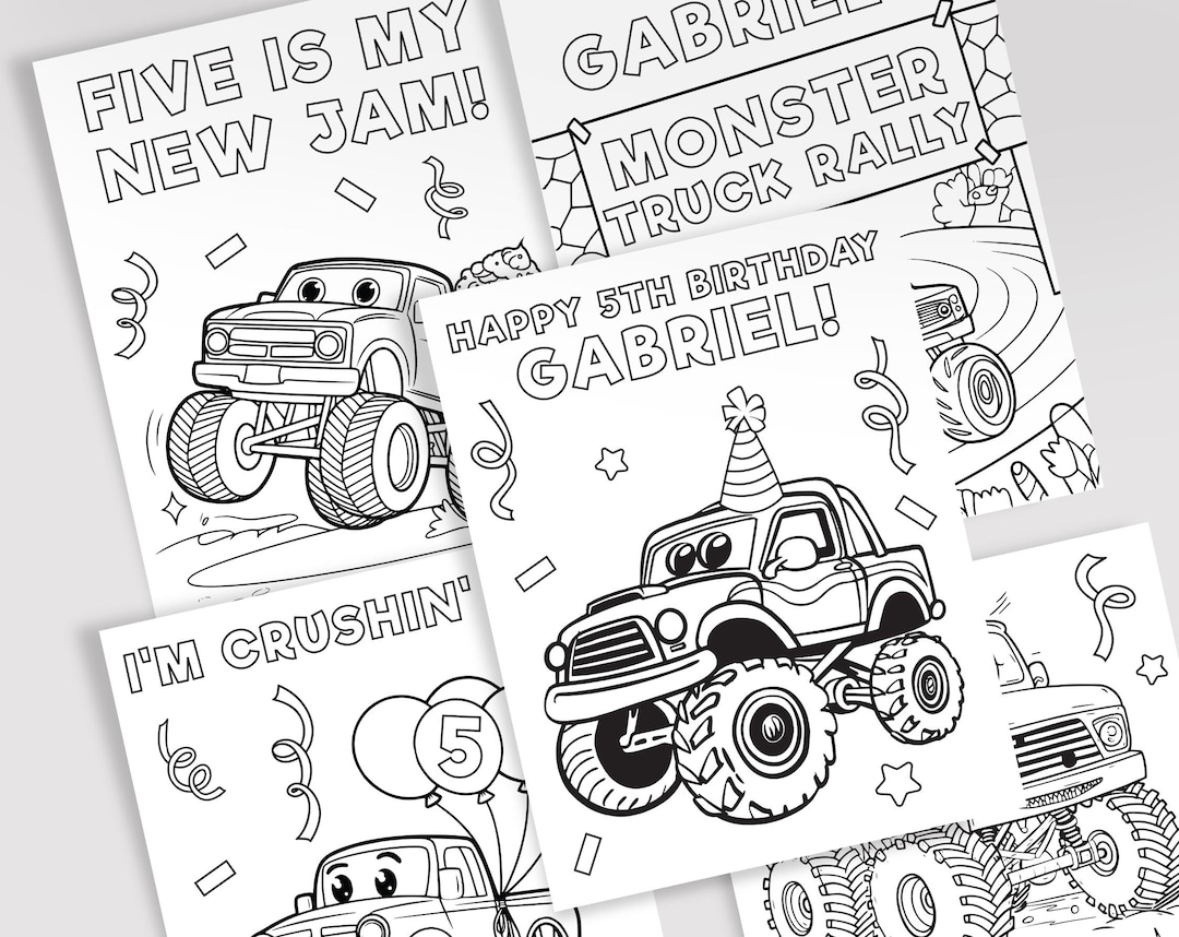 Monster Truck Party Coloring Pages, Printable Monster Truck Coloring ...