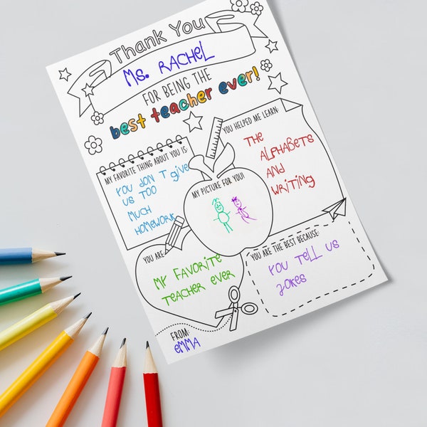 Teacher Appreciation Coloring Sheets - Etsy