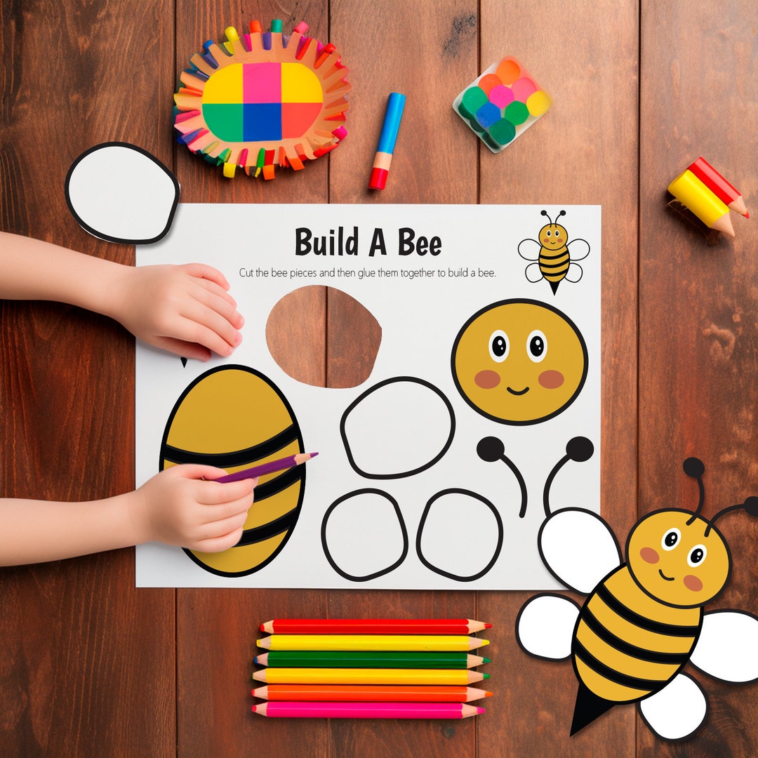 Build A Bee Printable Craft, Kids Craft Activities, Kids Coloring Bee ...