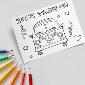 Printable Groovy Coloring Pages, Retro Birthday Party Coloring Sheets ...
