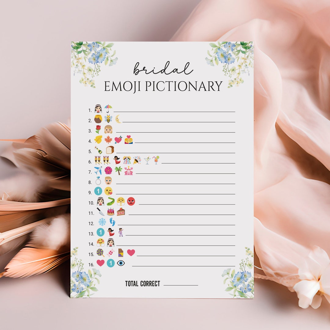 Instant Bridal Emoji Pictionary Game, Bridal Shower Party Games, Bridal ...