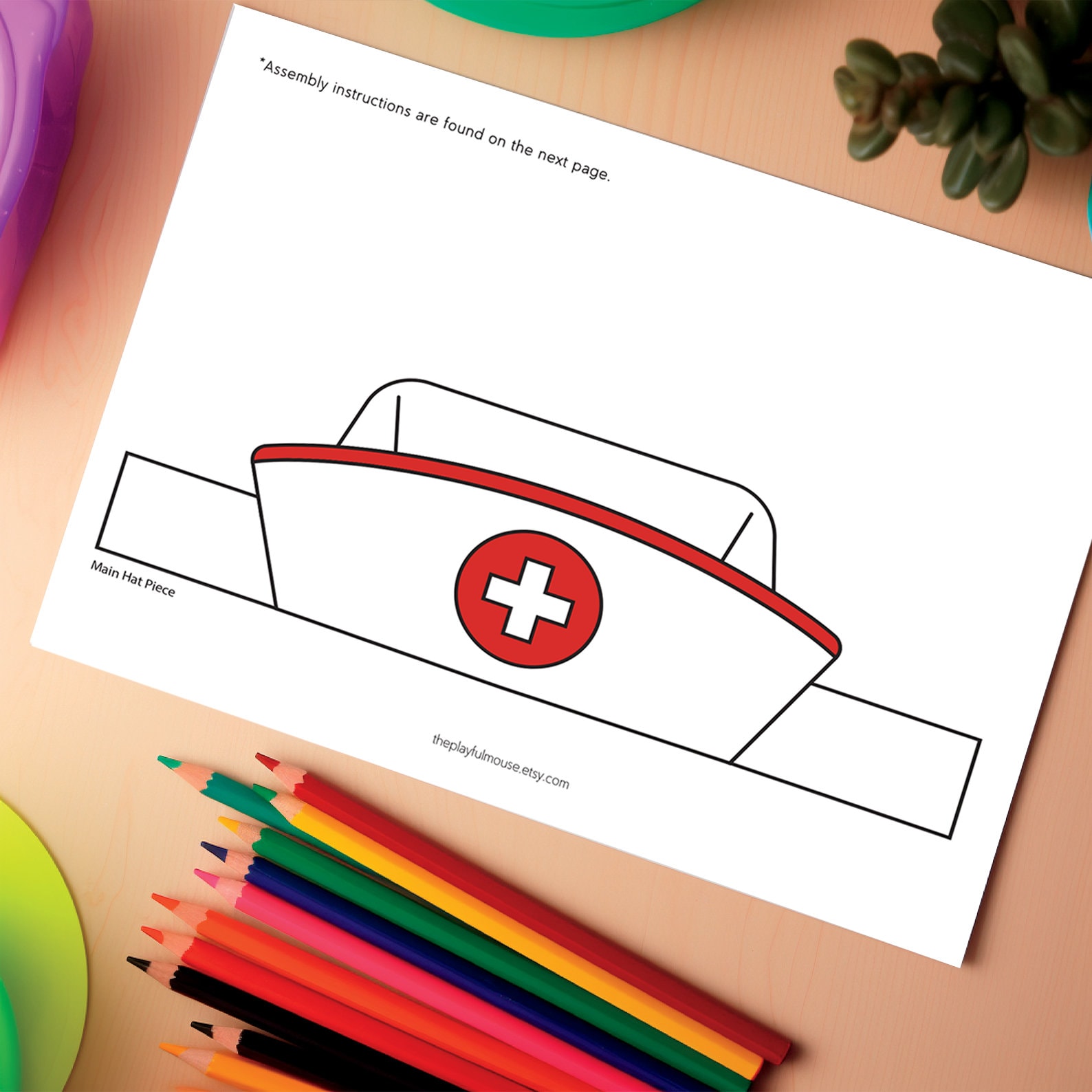 Preschool Nurse Hat Printable Crown, Paper Hat Craft, Preschool Crafts, Kids Nurse Cap, Kids ...