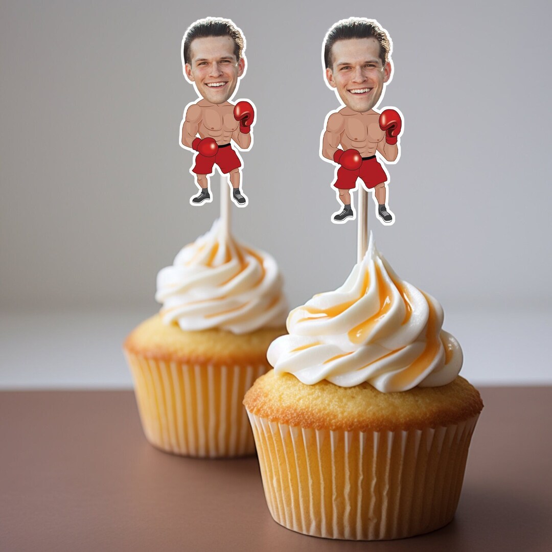 Boxing Theme Cupcake Toppers, Printable Boxer Photo Topper, Custom ...