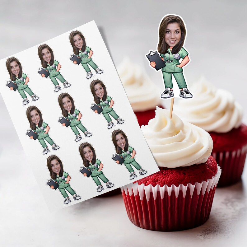 Nurse Cupcake Toppers, Personalized Nurse Photo Topper, Doctor Cupcake ...