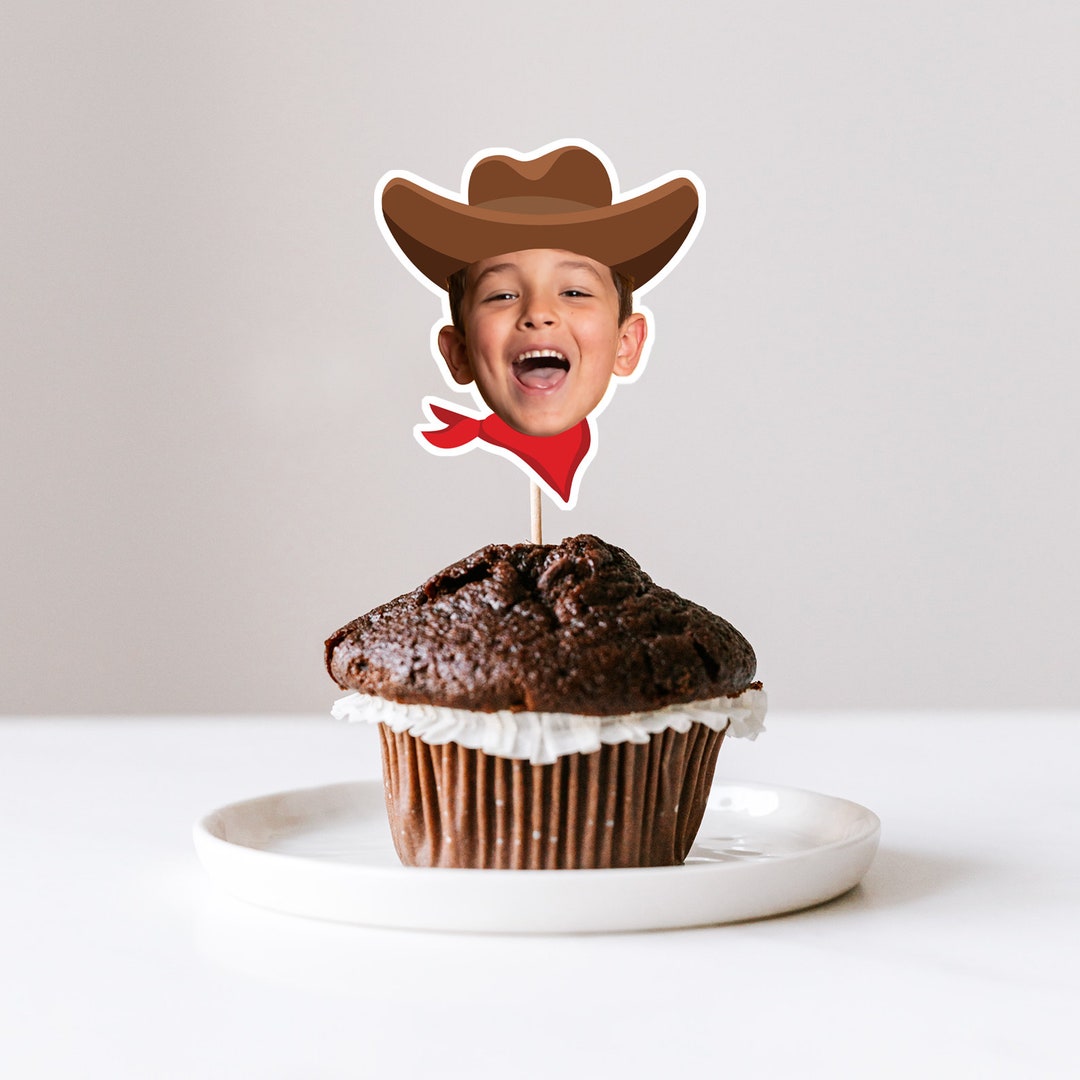 Cowboy Cupcake Toppers, Personalized Cowboy Theme Photo Topper, Cowboy ...