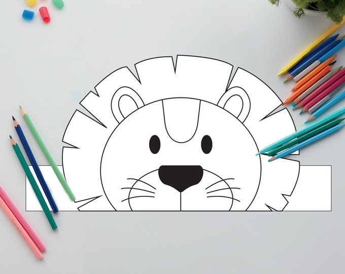 Lion Paper Printable Crown, Lion Hat Craft, Lion Printable Crafts ...