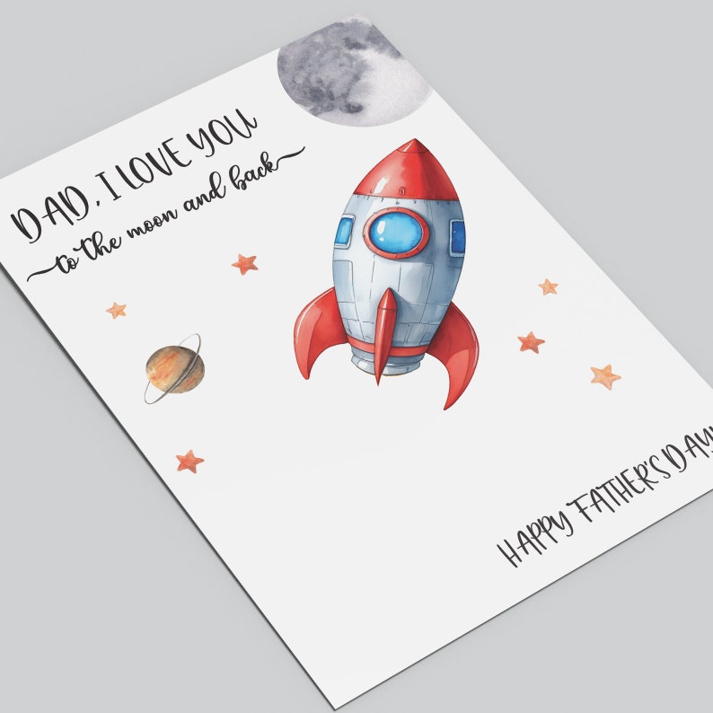 Father's Day Rocket Handprint Craft, Gift for Dad From Kids, I Love You ...