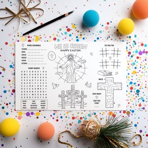 Easter Kids Coloring Placemat, Christian Easter Activity Sheet, Table ...