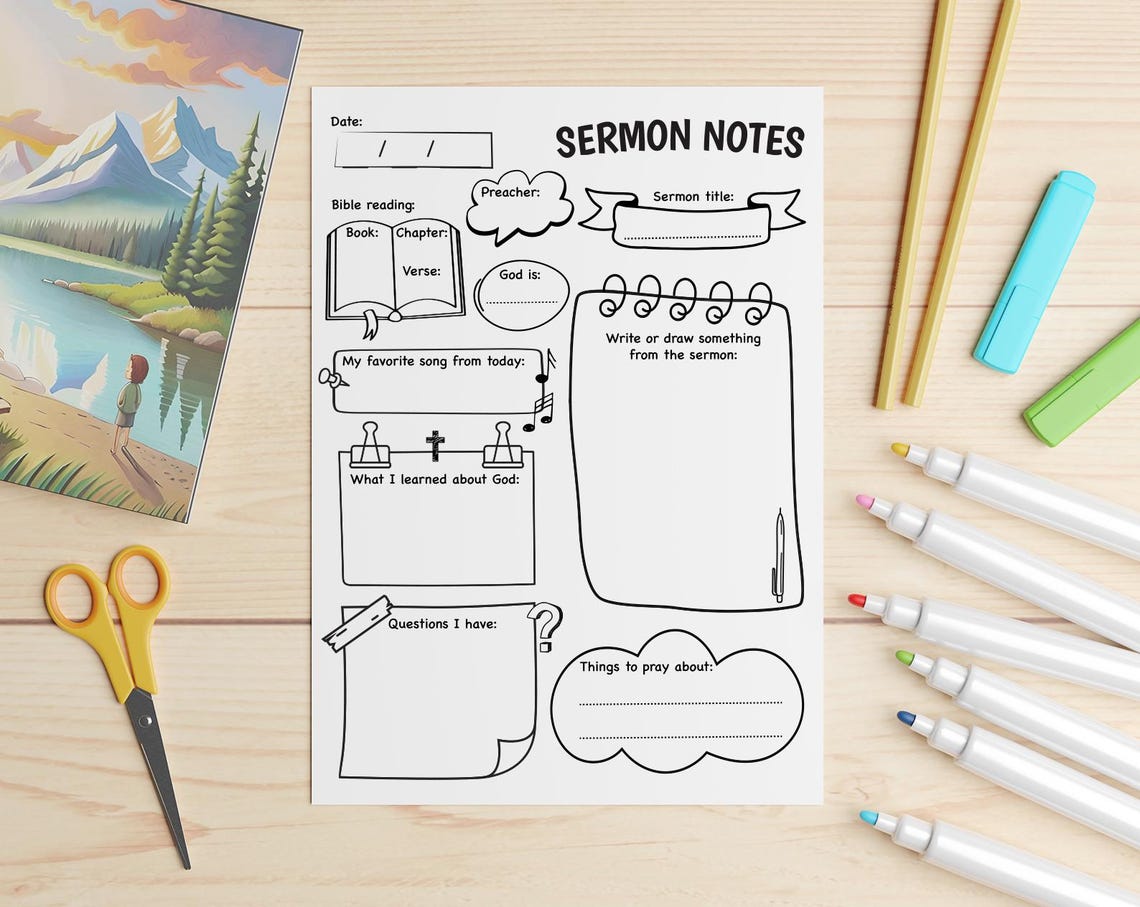 Sermon Notes Printable for Kids, Childrens Church Sunday School ...