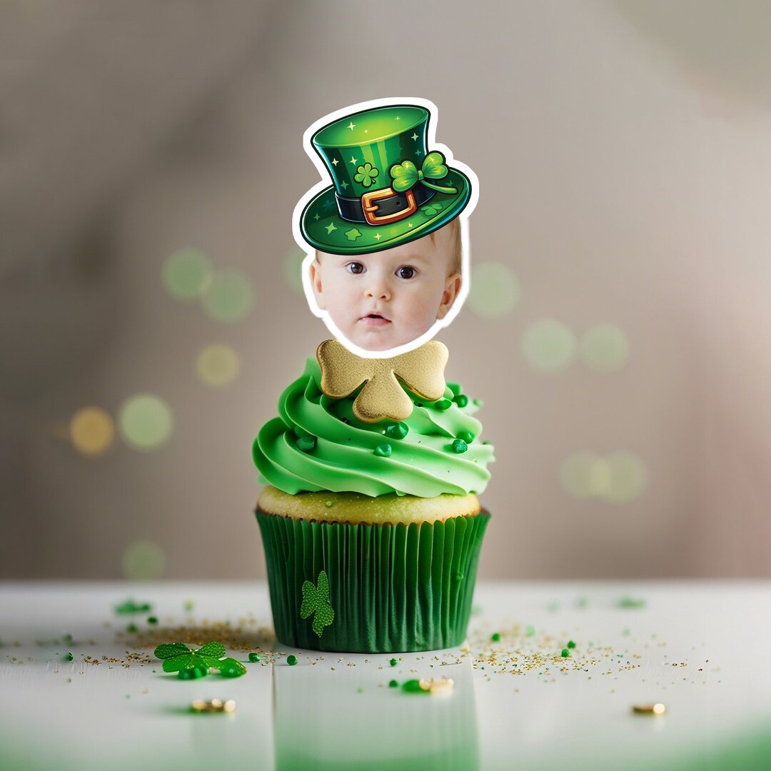 St Patricks Day Cupcake Toppers, Personalized Leprechaun Photo Topper ...