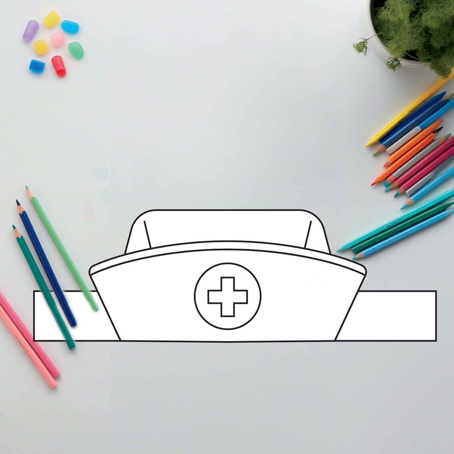 Preschool Nurse Hat Printable Crown, Paper Hat Craft, Preschool Crafts ...
