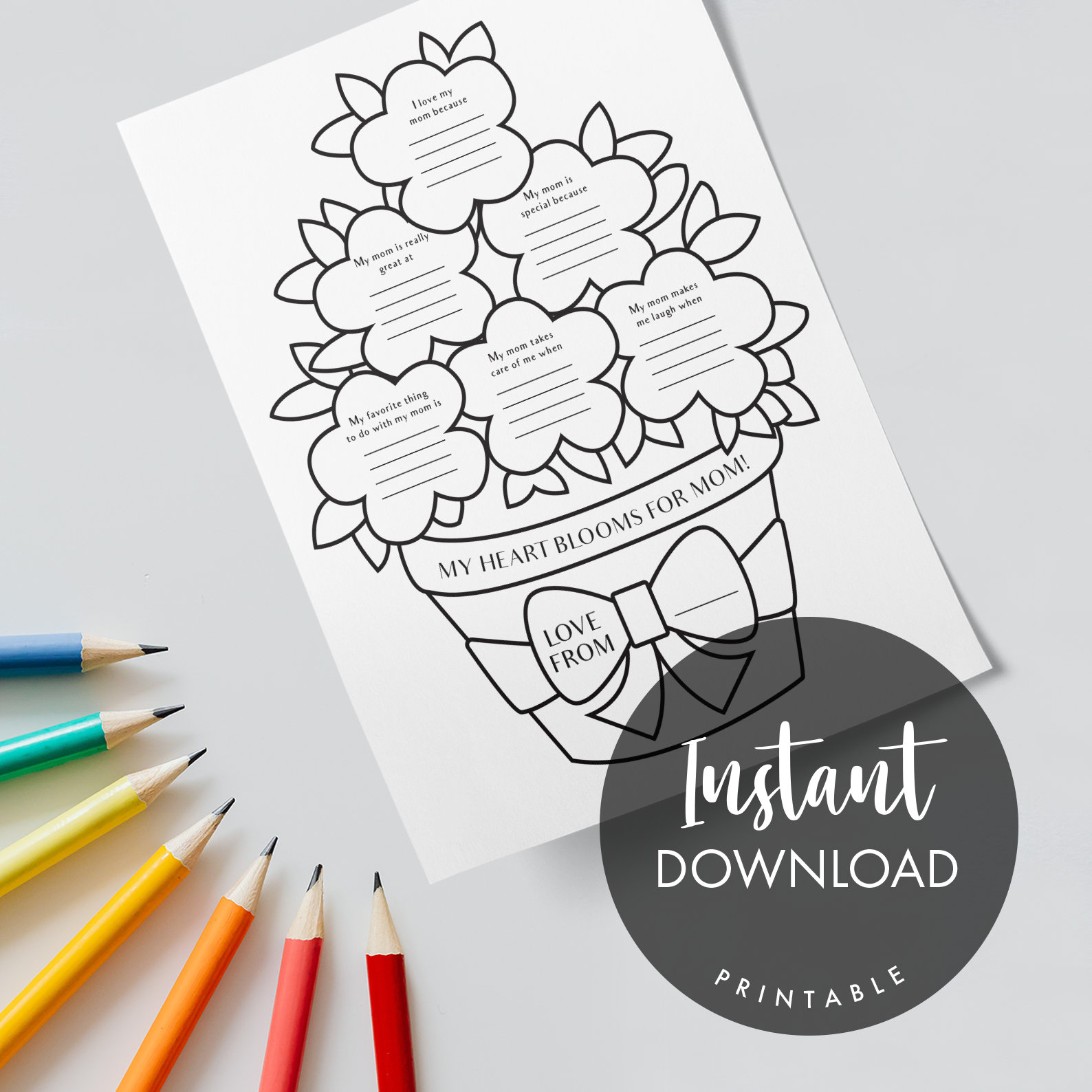Mother's Day Coloring Sheet, Reasons Why I Love Mom, Printable Sheet ...