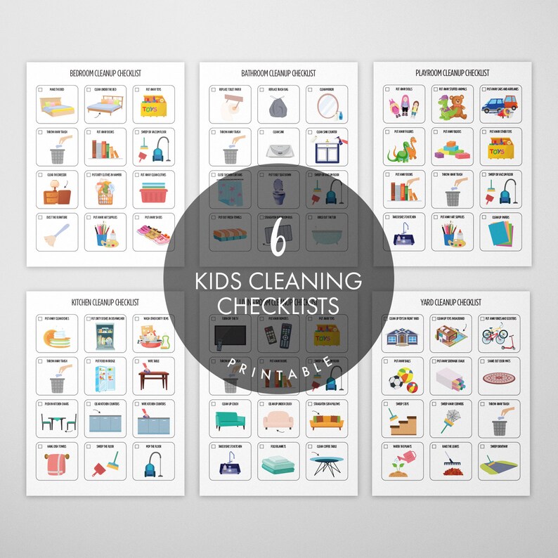 Cleaning Checklists for Kids, Kids Cleaning Checklist With Pictures ...