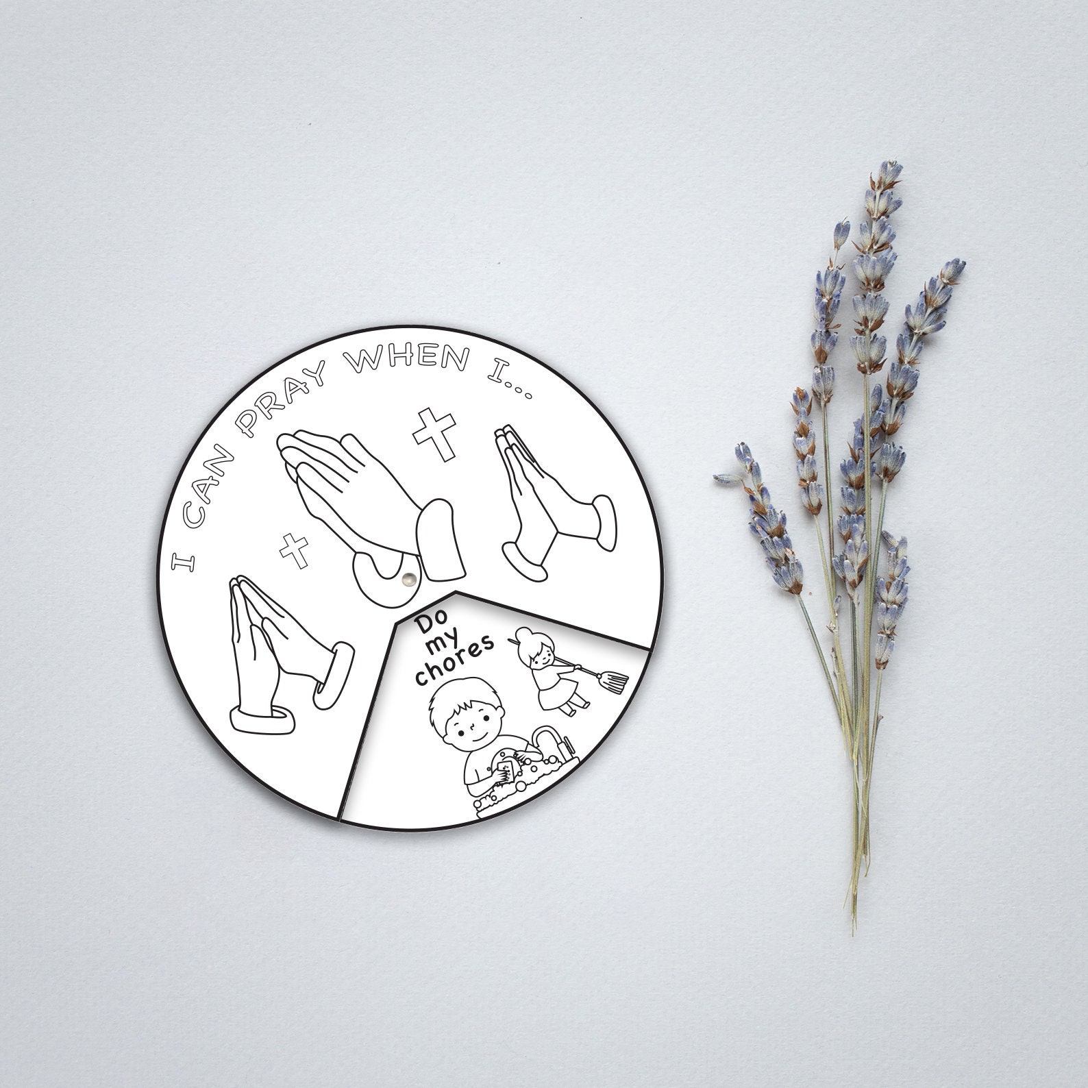 I Can Pray Coloring Wheel, Printable Religious Activity, Bible Lesson ...