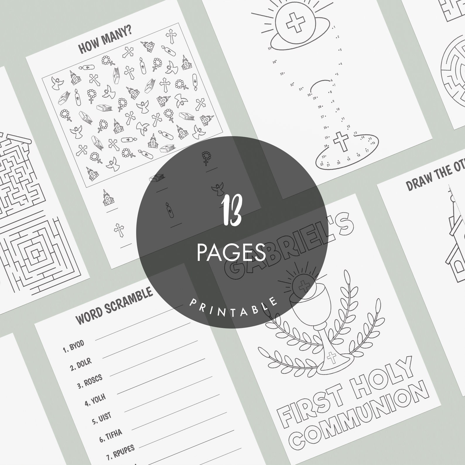 First Communion Coloring Pages, First Communion Kids Activity Sheets ...