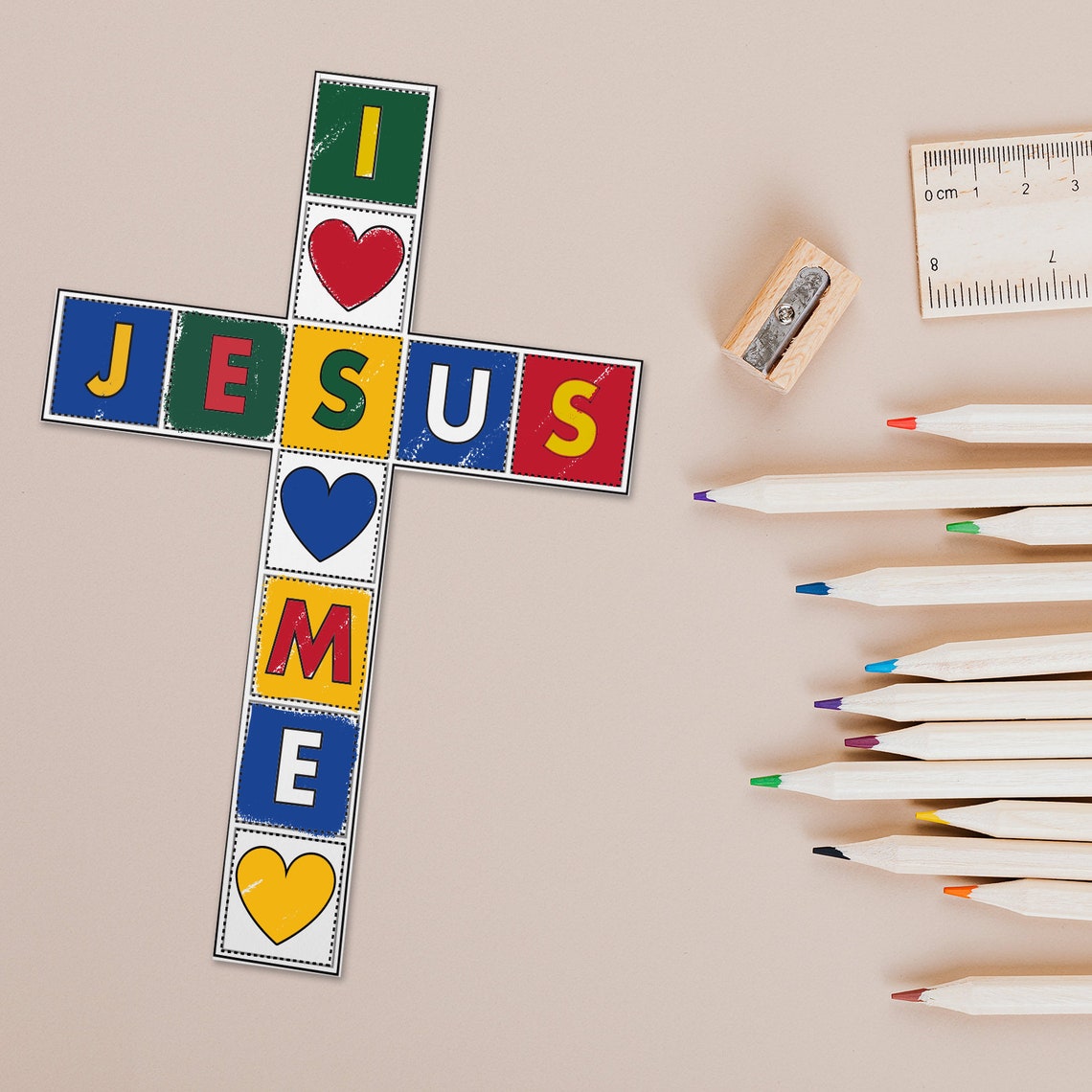I Love Jesus Craft, Printable Jesus Loves Me Coloring, Kids Bible ...