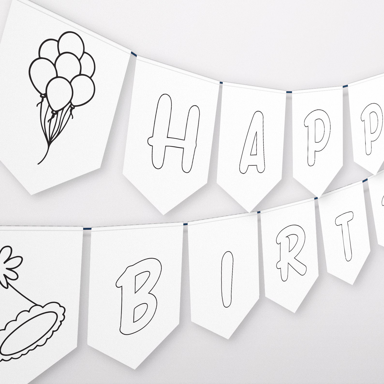 Happy Birthday Coloring Banner, Printable DIY Kids Banner, Birthday ...